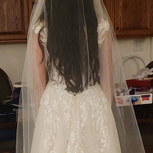 Victoria Veil - 72" Width, Cathedral Length Veil, Single Tier Veil ...