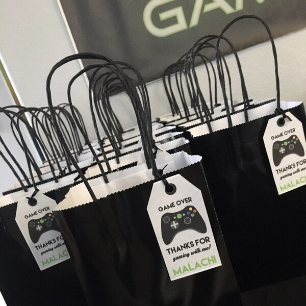 Video Game Favor Tags With Black Controller, Printable Video Game Party ...