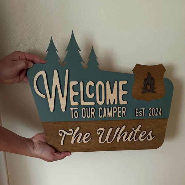 Personalized RV Sign – Custom Camper Family Sign, Wood Travel Trailer ...