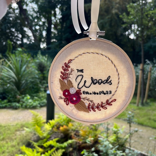 Customised Anniversary or Wedding Embroidery Hoop Pattern, Beginner ...