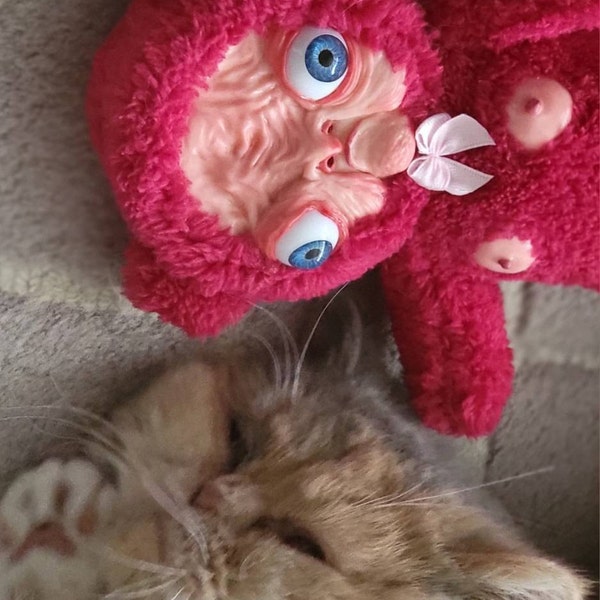 Old Man Bear Art Sculpture Teddy, Weird Plush Toy Sculpture, Creepy ...