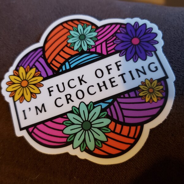 Funny Crochet Vinyl Sticker, Crocheter Joke Gift, Crochet Life Hooker ...
