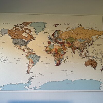 Places You've Been World Map, Large Detailed Push Pin Travel Map ...
