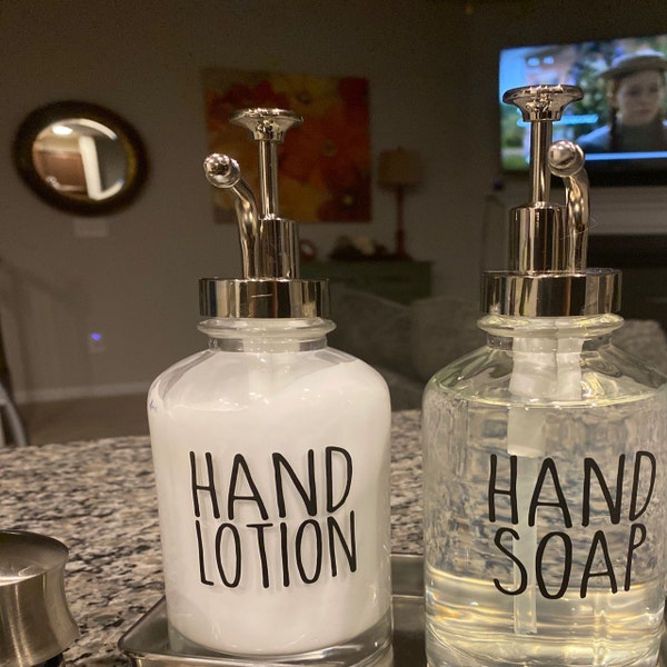 Hand Soap Hand Lotion Labels Vinyl Decal Sticker Cute Kitchen or ...