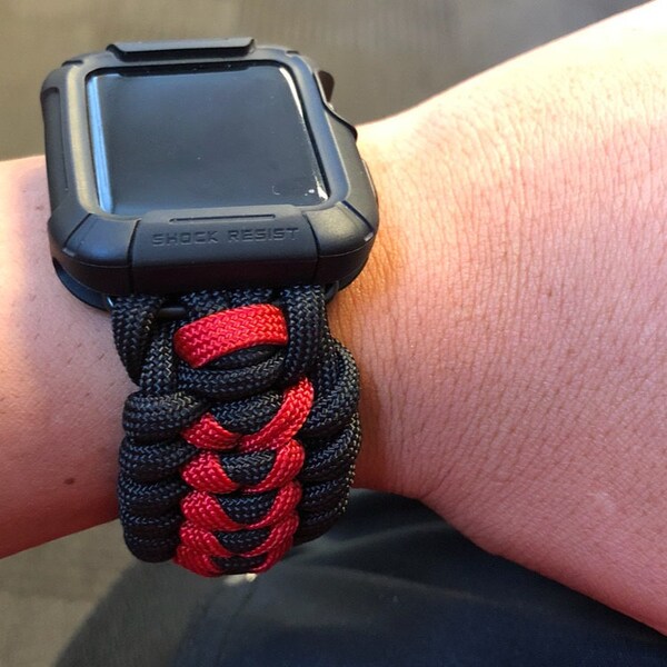 Paracord Apple Watch Band, Cobra Stitch, All Black, Apple Watch Band ...