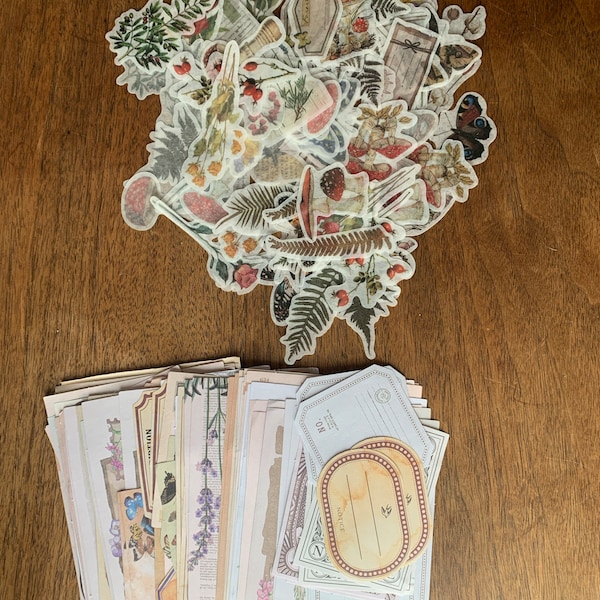 200PCS Junk Journal Ephemera Kit Pack, Vintage Journaling Paper Pack ...