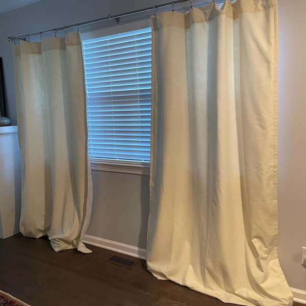Thick Linen Curtains for Living Room, Extra Wide Custom Size Heavy ...