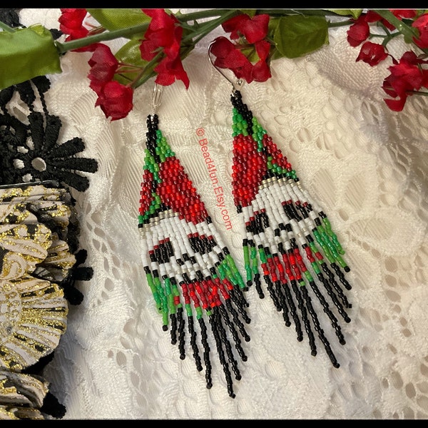 PDF Beaded Skull Fringe Earrings Pattern - Halloween Bead Rose Skull ...