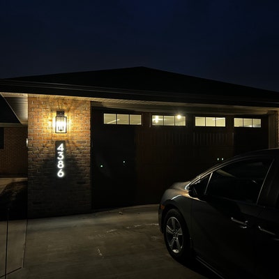 Bespoke LED House Number Sign Solid Aluminum, Dark Bronze, Vertical ...