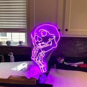 Smoking Skull Head Neon Sign Custom Handmade Art Neon Light White Vibes ...
