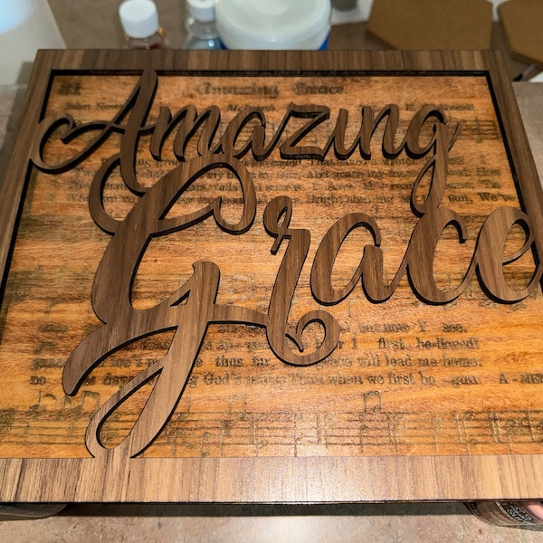 Amazing Grace Sign Svg – Layered Wood Hymn Laser File – Gospel Wall ...