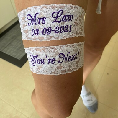 Wedding Garters Set or Single Personalized, Embroidered Bride Keepsake ...