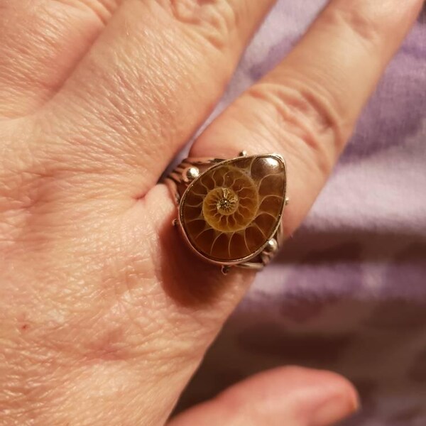 Ammonite Fossil Ring, 925 Sterling Silver, Handmade Ring, Gemstone Ring ...