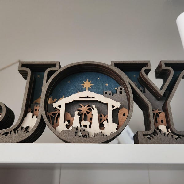 3D Carved Wooden JOY Letter Ornaments,wooden JOY Sign Lamp, JOY Desk ...