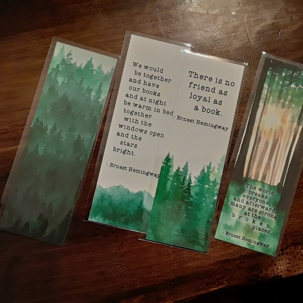 Ernest Hemingway Watercolor Bookmark, Literary Quote Gifts, Book Lover ...