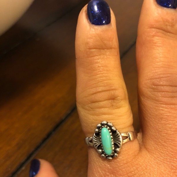 Vintage Southwestern Sterling Silver Turquoise Ring Size 8 - Etsy