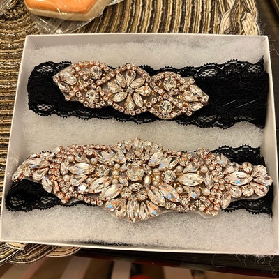 2 GARTERS Wedding Garter and Toss Garter Set-crystal Rhinestones With ...