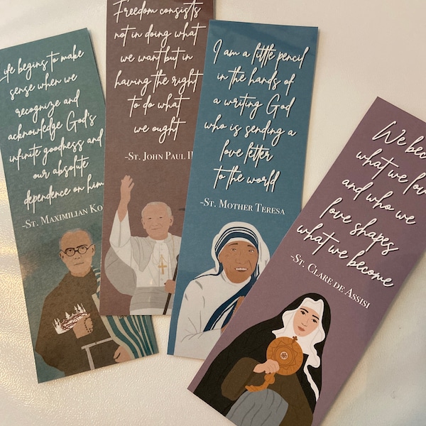 Catholic Saint Bookmarks: Inspirational Quote Bookmarks, Waterproof ...