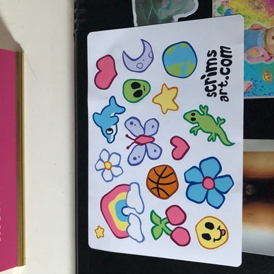 Wobbly Y2K Stickers Retro Kawaii Rainbow Psychedelic Hippie Heart ...