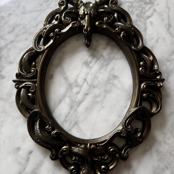 Handmade Ornate Oval Plaster Snake Serpent Frame With Baphomet (goth ...