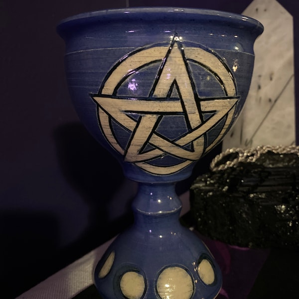 Blue Pentacle Moon Phase Chalice - Etsy