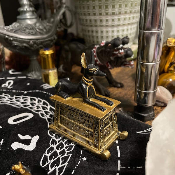 Vintage Anubis Mini Sarcophagus Box Ancient Egyptian God Anubis ...