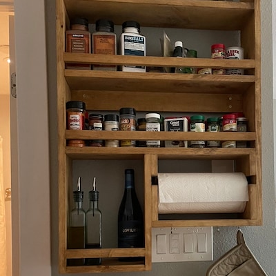 Esseno Spice Rack Solid Wood Spice Rack Kitchen Organizer Utensil ...