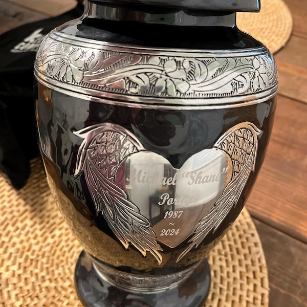 Black Divine Cross Cremation Urns for Ashes Adult Male Urns for Ashes ...