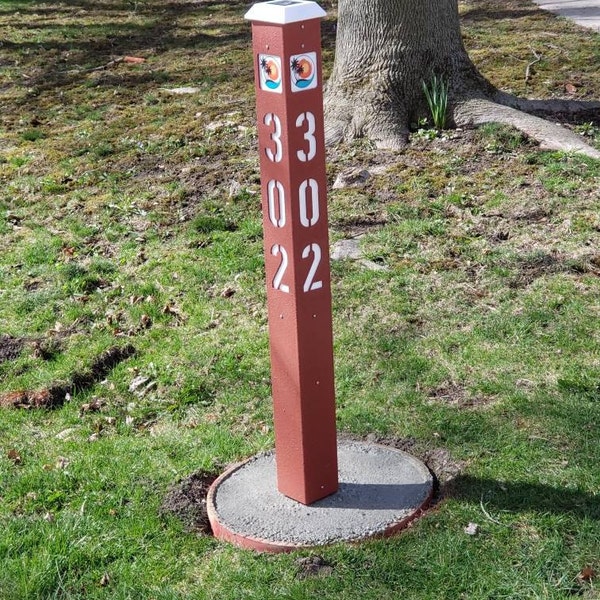 Tall SOLAR POWER LED Lighted Cutout Street Number Address Sign, 12 Post ...