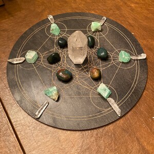Metatron's Cube Crystal Meditation Grid Stained Black, Sacred Geometry ...