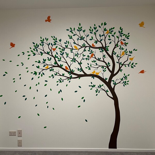 Wall Decal Large Tree Decals Huge Tree Decal Nursery With Birds Tree ...