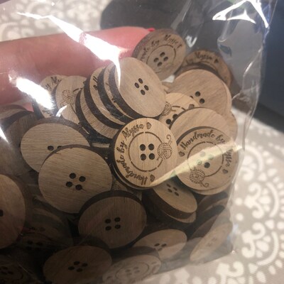 20mm Handmade Engraved Wooden Buttons Flat Back Buttons Custom Wood ...