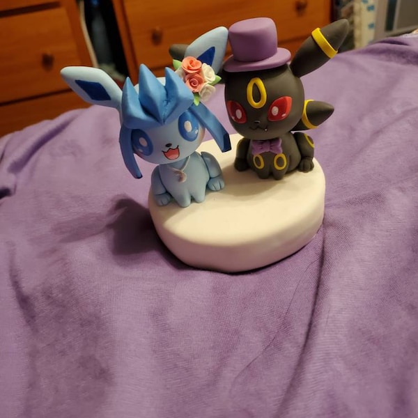 Eevee Couple: Umbreon X Sylveon Wedding Cake Topper Handmade Clay ...