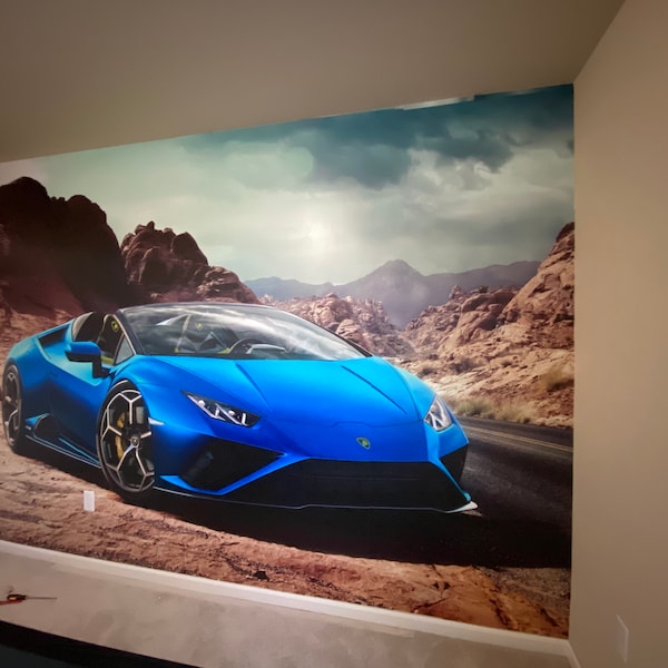 Custom Car Color Lamborghini Mural Peel and Stick Wallpaper Kids Room ...
