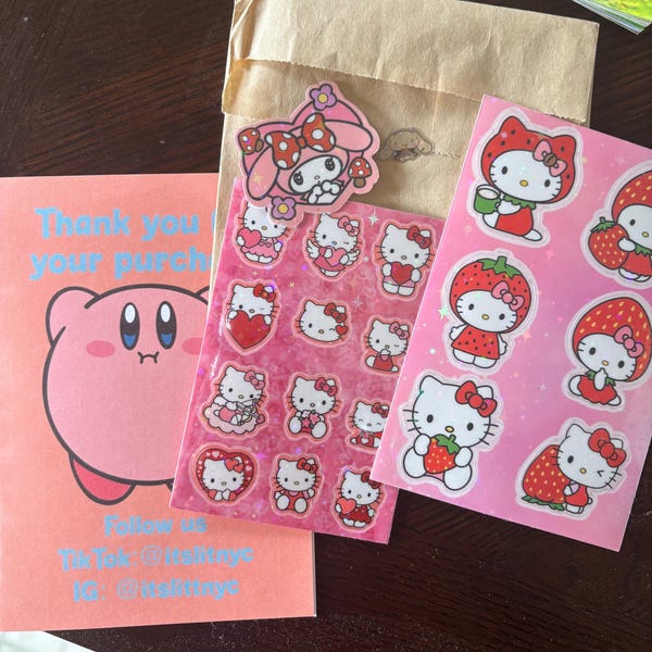 Pink Bubble Sticker, Anime Waterproof Sticker Sheet, Holographic Vinyl ...