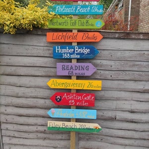 Bright Party Signpost Large Personalised Bespoke Rustic Wood Wedding ...