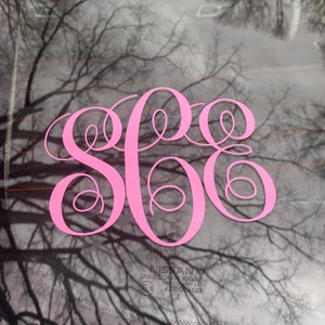 Vine Monogram Vinyl Car Decal Sticker Monogram Window Sticker Monogram ...