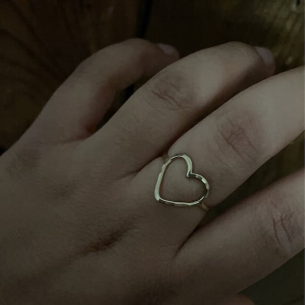 Valentines Gift for Her / Heart Ring / Simple Rings / Open Heart Ring ...