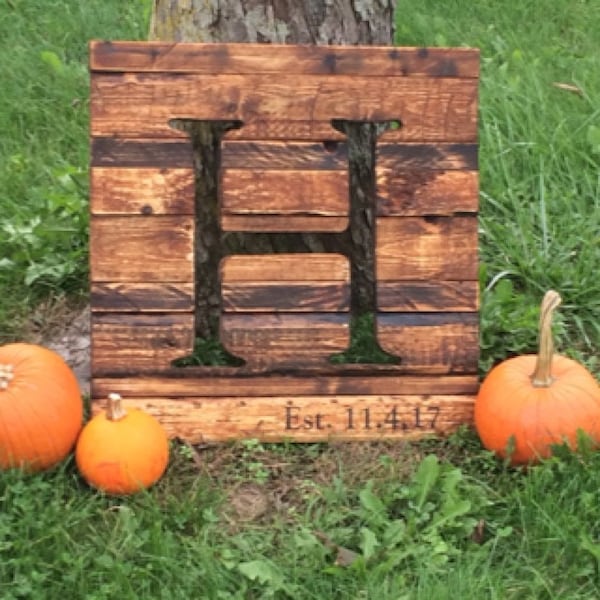 Large Wood Letter Monogram, Rustic Letter Cutout, Custom Wooden Wall ...