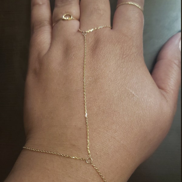 14K Gold Hand Chain / Minimalist Hand Bracelet / Shahmaran - Etsy