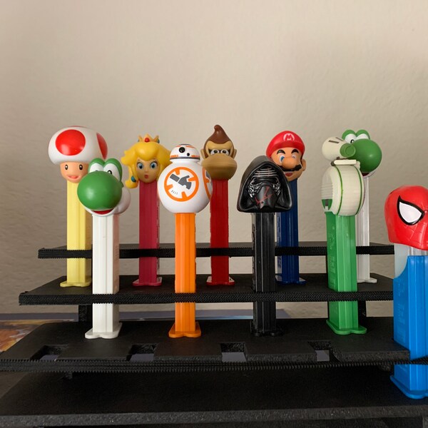 Zigzag Rows 10" Wide PEZ Dispenser Display Shelf Stadium Style - Fits ...