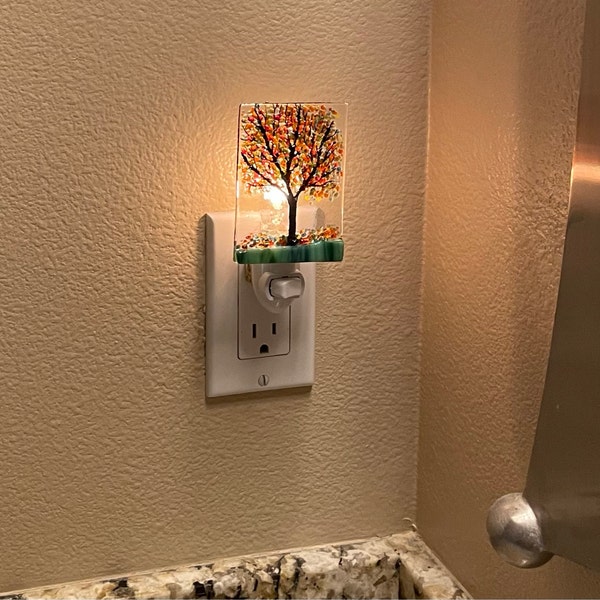 Rainbow Tree Fused Glass Night Light: Nature Inspired Accent Light - Etsy