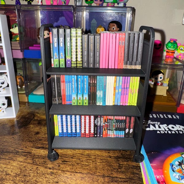 1/6 Scale 3 Shelf Mini Library Cart/ Mini Brands Books / Mini Books ...