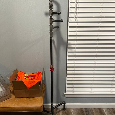 Black Pipe Coat Rack Industrial Style Free Standing Metal Spiral Coat ...