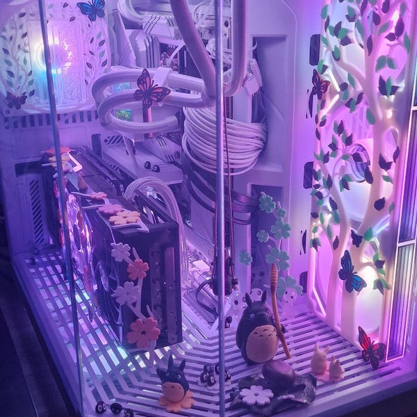 Sakura Butterfly Branch Colored Petals - Gaming Computer Fan Shroud ...