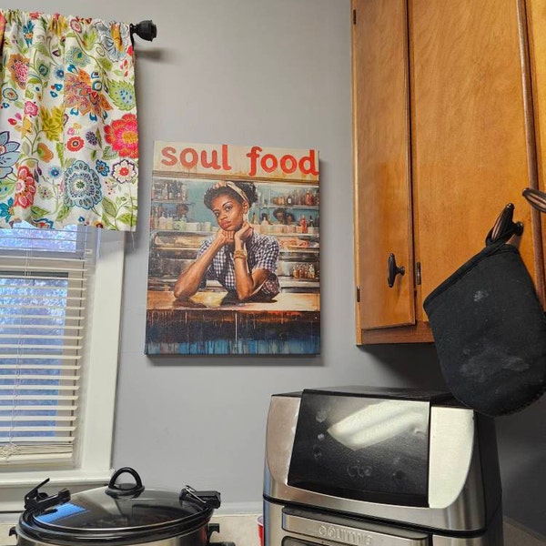 African American Kitchen & Dining Room Wall Art, Large Black Chef ...