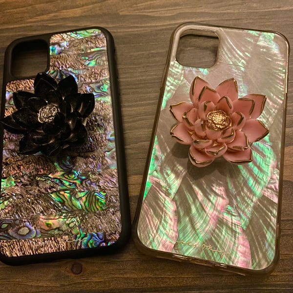 Resin Lotus Flower, Phone Accessories, Gold Phone Grip, Flower Phone ...