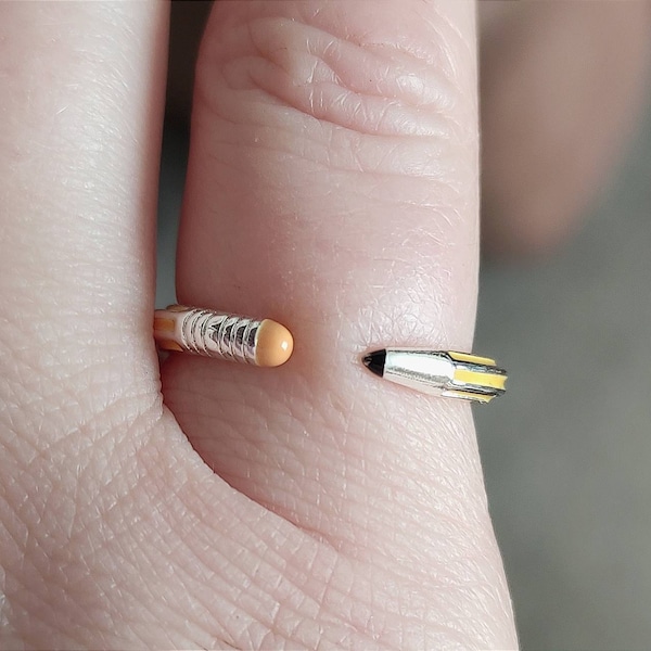 Pencil Ring Yellow and Silver - Etsy