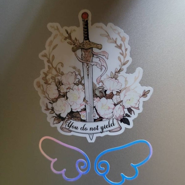 You Do Not Yield Sticker: Throne of Glass Sword, Floral Vinyl Decal - Etsy