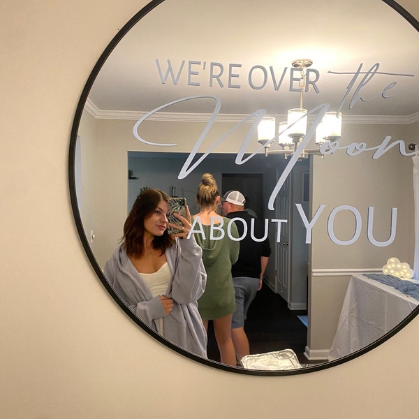 We’re Over the Moon About You Baby Shower Vinyl Decal | Gender Reveal ...